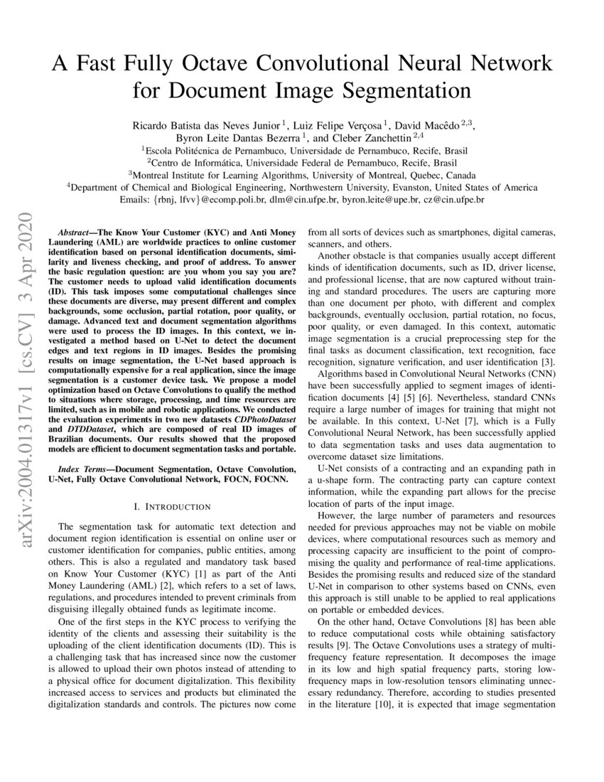 A Fast Fully Octave Convolutional Neural Network For Document Image Segmentation Deepai 