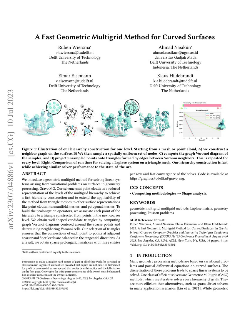 A Fast Geometric Multigrid Method For Curved Surfaces Deepai
