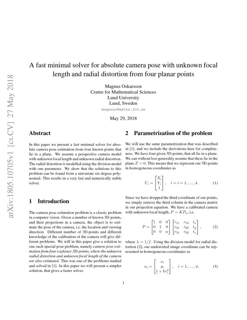 A fast minimal solver for absolute camera pose with unknown focal ...