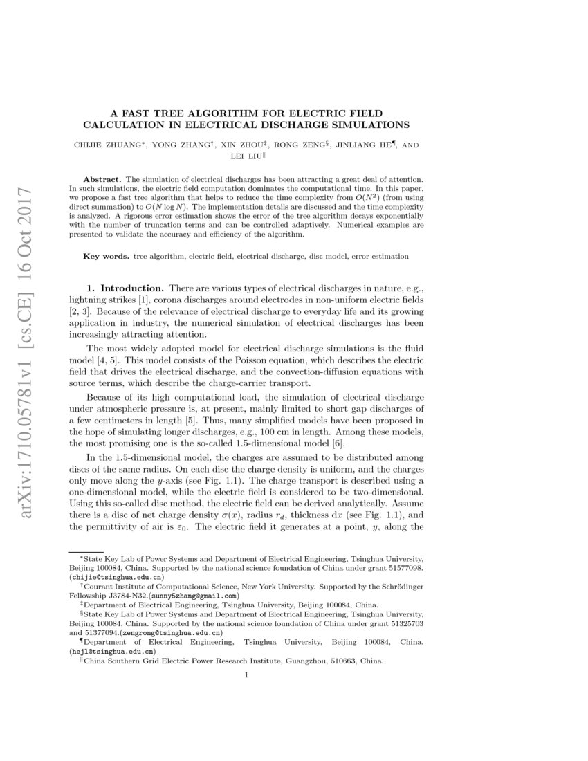 A Fast Tree Algorithm for Electric Field Calculation in Electrical ...