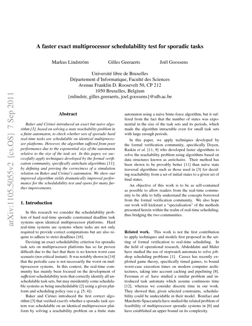 A Faster Exact Multiprocessor Schedulability Test For Sporadic Tasks Deepai