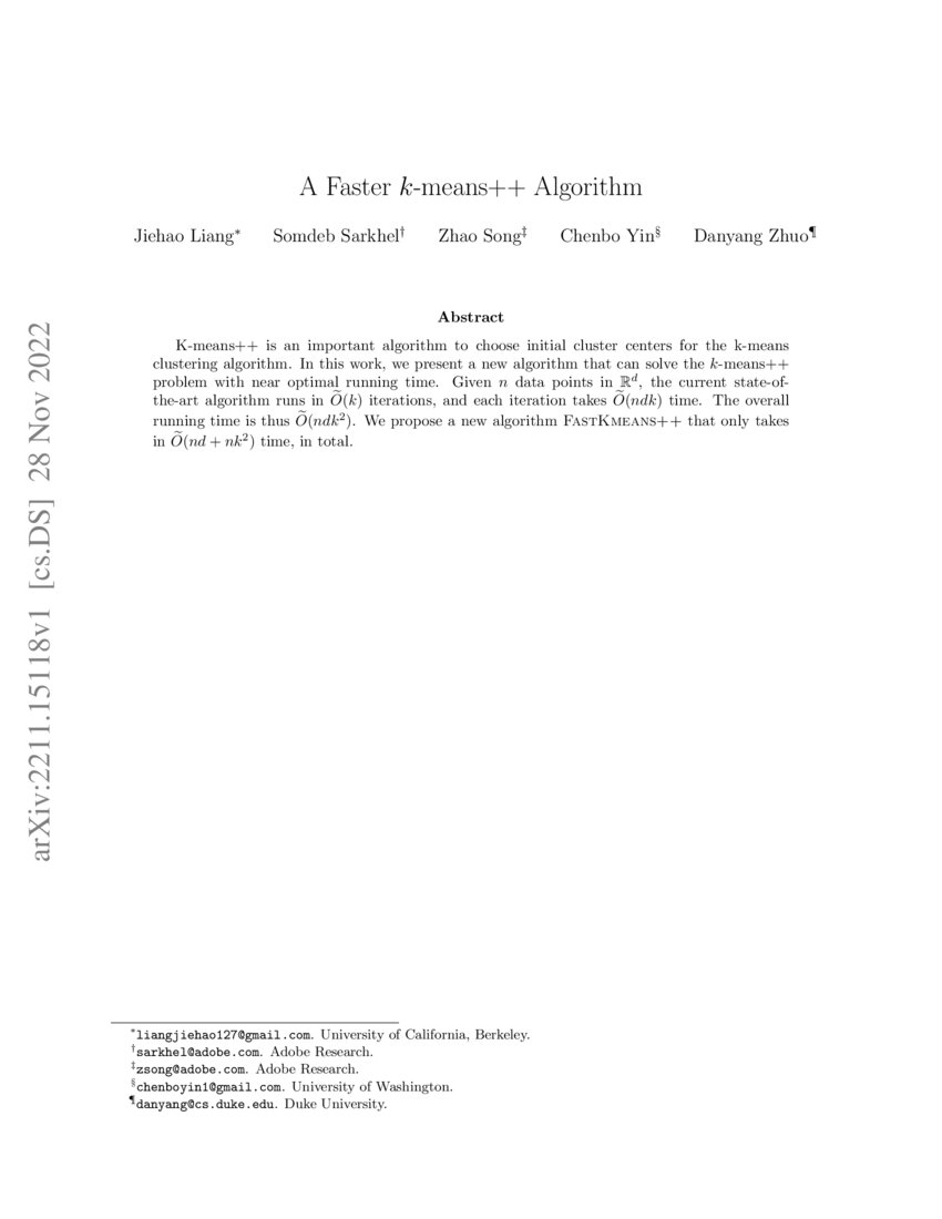 A Faster K Means Algorithm Deepai