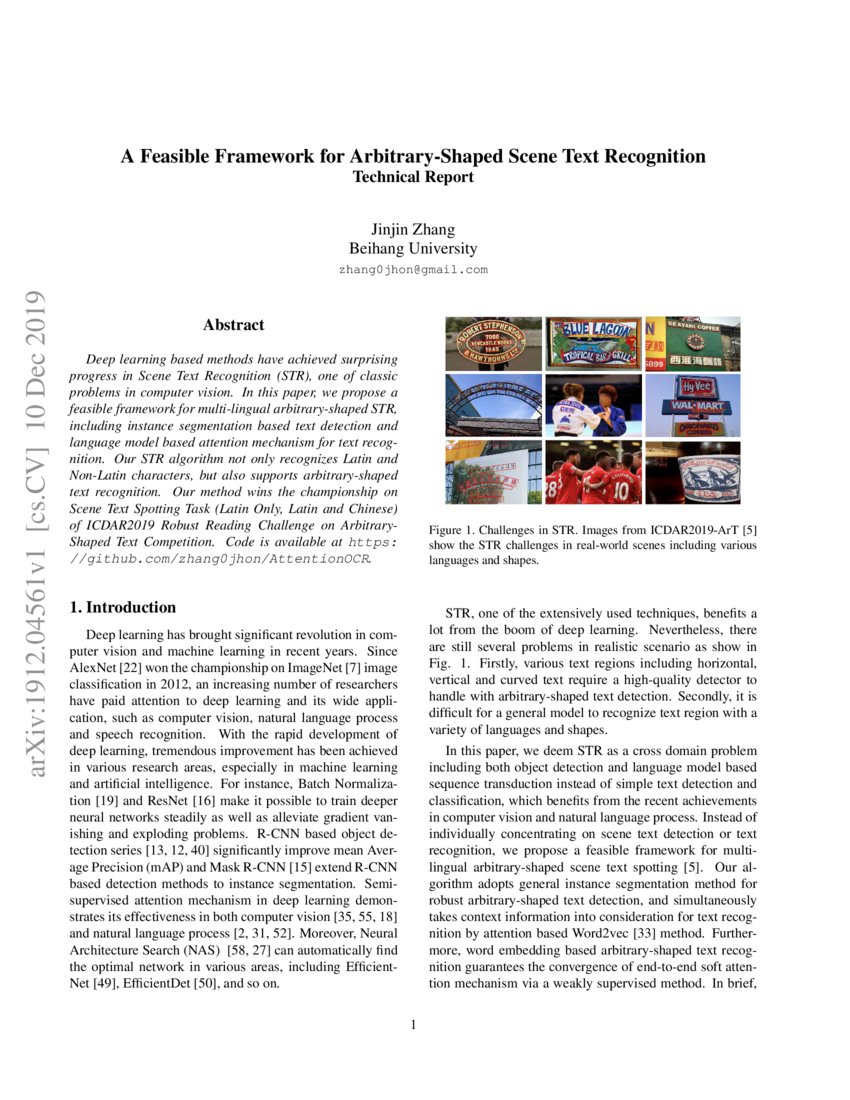 A Feasible Framework For Arbitrary Shaped Scene Text Recognition Deepai 