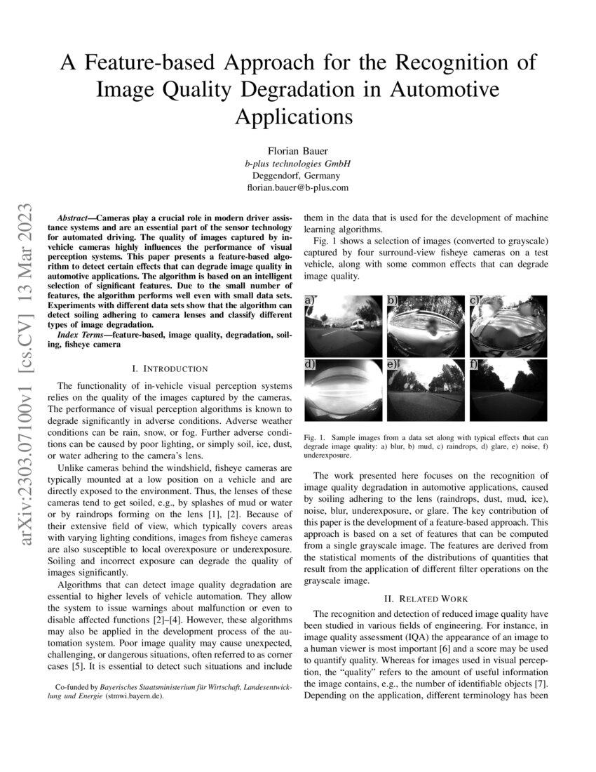 A Feature-based Approach for the Recognition of Image Quality Degradation in Automotive ...