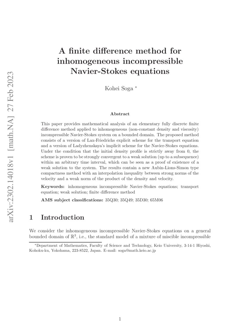 A Finite Difference Method For Inhomogeneous Incompressible Navier