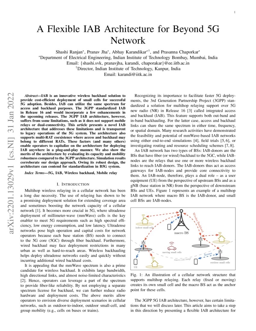 A Flexible IAB Architecture for Beyond 5G Network | DeepAI