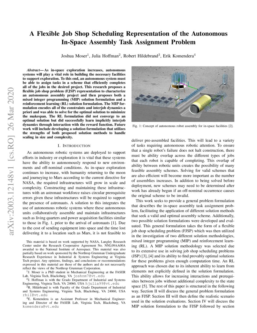 A Flexible Job Shop Scheduling Representation of the Autonomous In ...