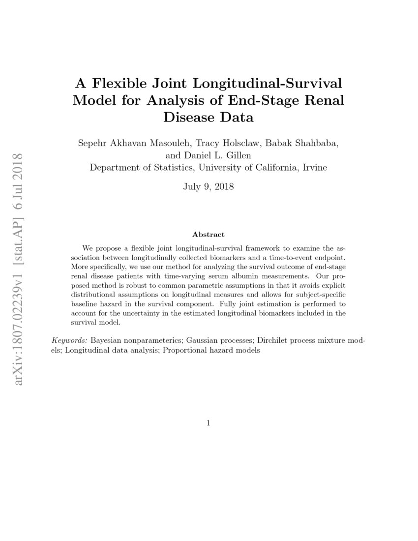 A Flexible Joint Longitudinal Survival Model For Analysis Of End Stage
