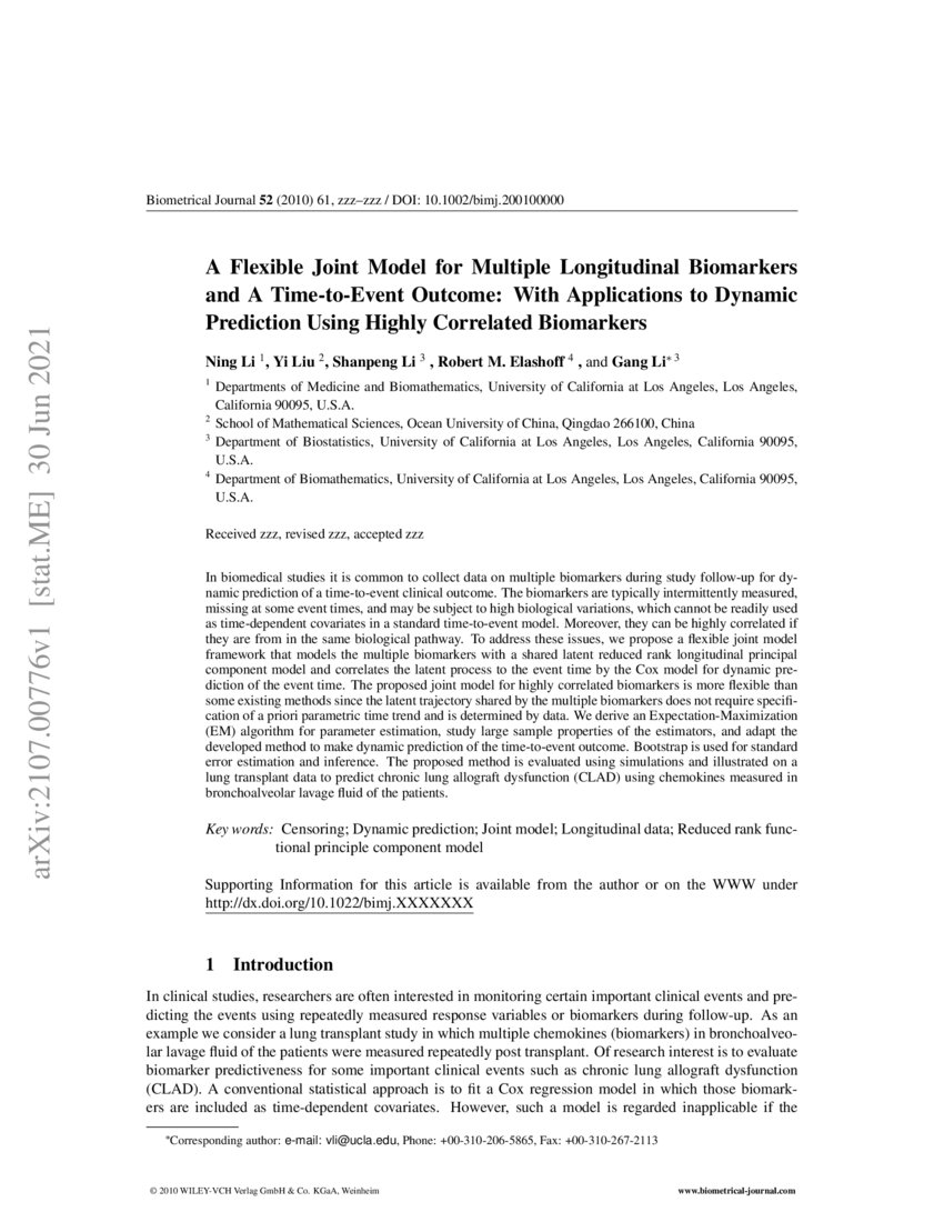 A Flexible Joint Model For Multiple Longitudinal Biomarkers And A Time
