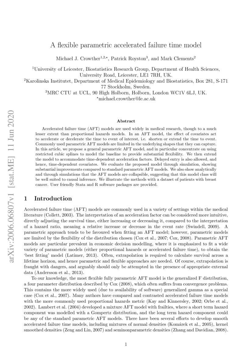 A flexible parametric accelerated failure time model | DeepAI