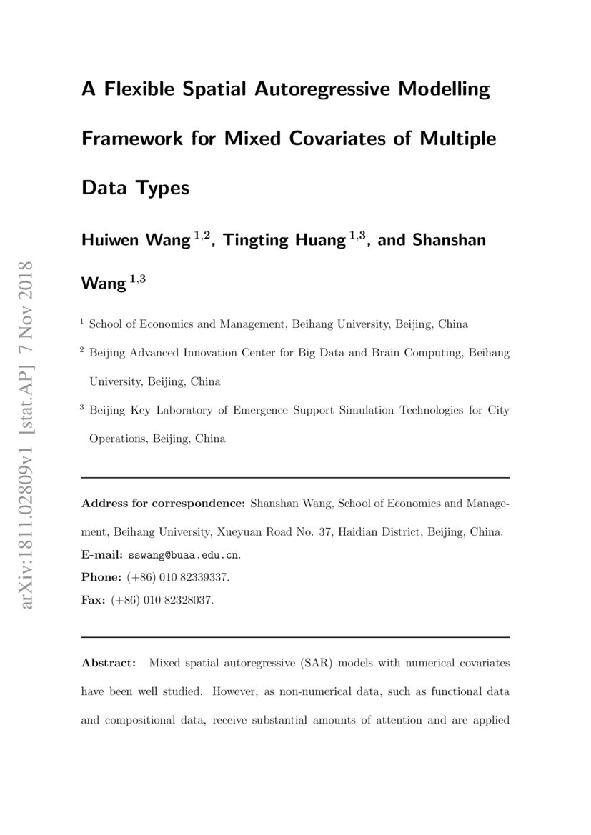 A Flexible Spatial Autoregressive Modelling Framework for Mixed ...
