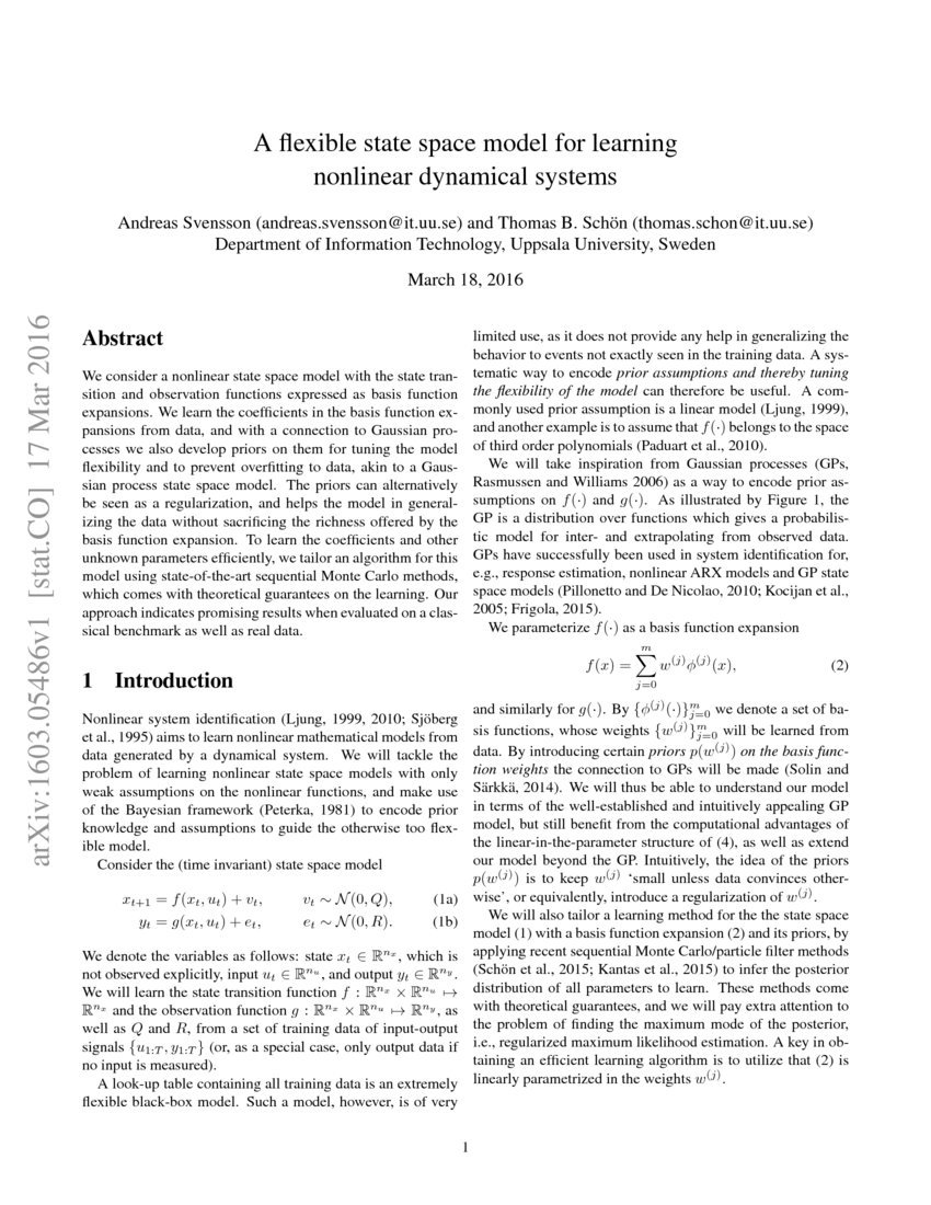 A flexible state space model for learning nonlinear dynamical systems | DeepAI