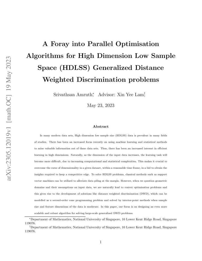 A Foray Into Parallel Optimisation Algorithms For High Dimension Low Sample Space Generalized