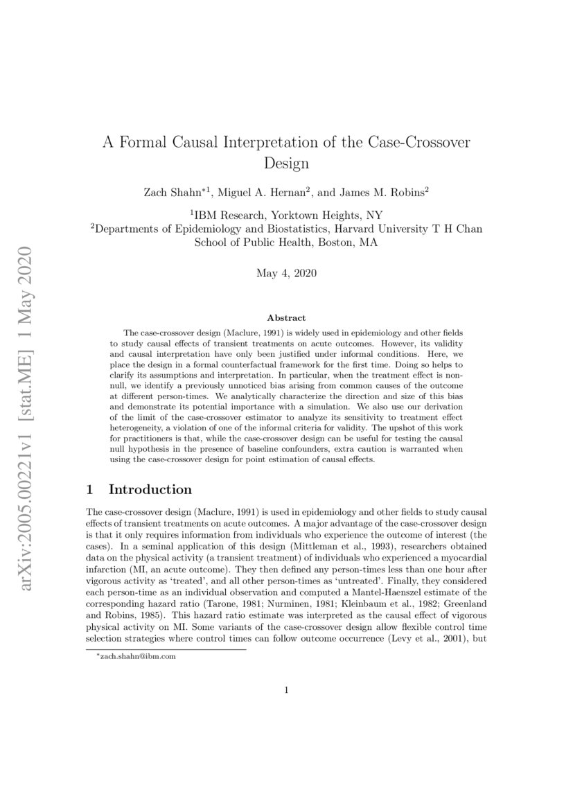 A Formal Causal Interpretation of the Case-Crossover Design | DeepAI