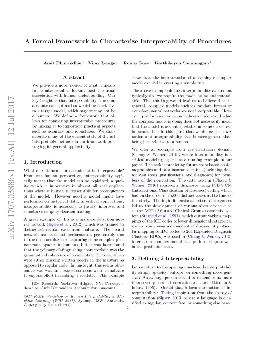 A Formal Framework to Characterize Interpretability of Procedures | DeepAI