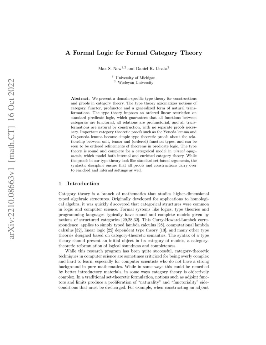 A Formal Logic for Formal Category Theory | DeepAI