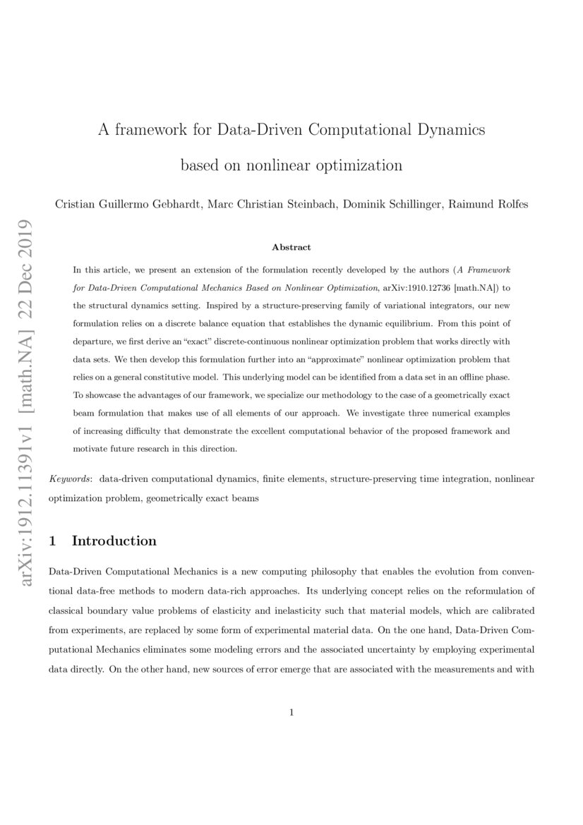 A Framework For Data Driven Computational Dynamics Based On Nonlinear 8350