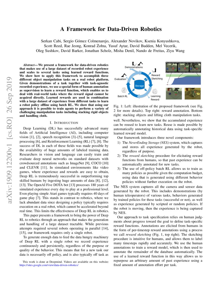 A Framework For Data Driven Robotics Deepai 