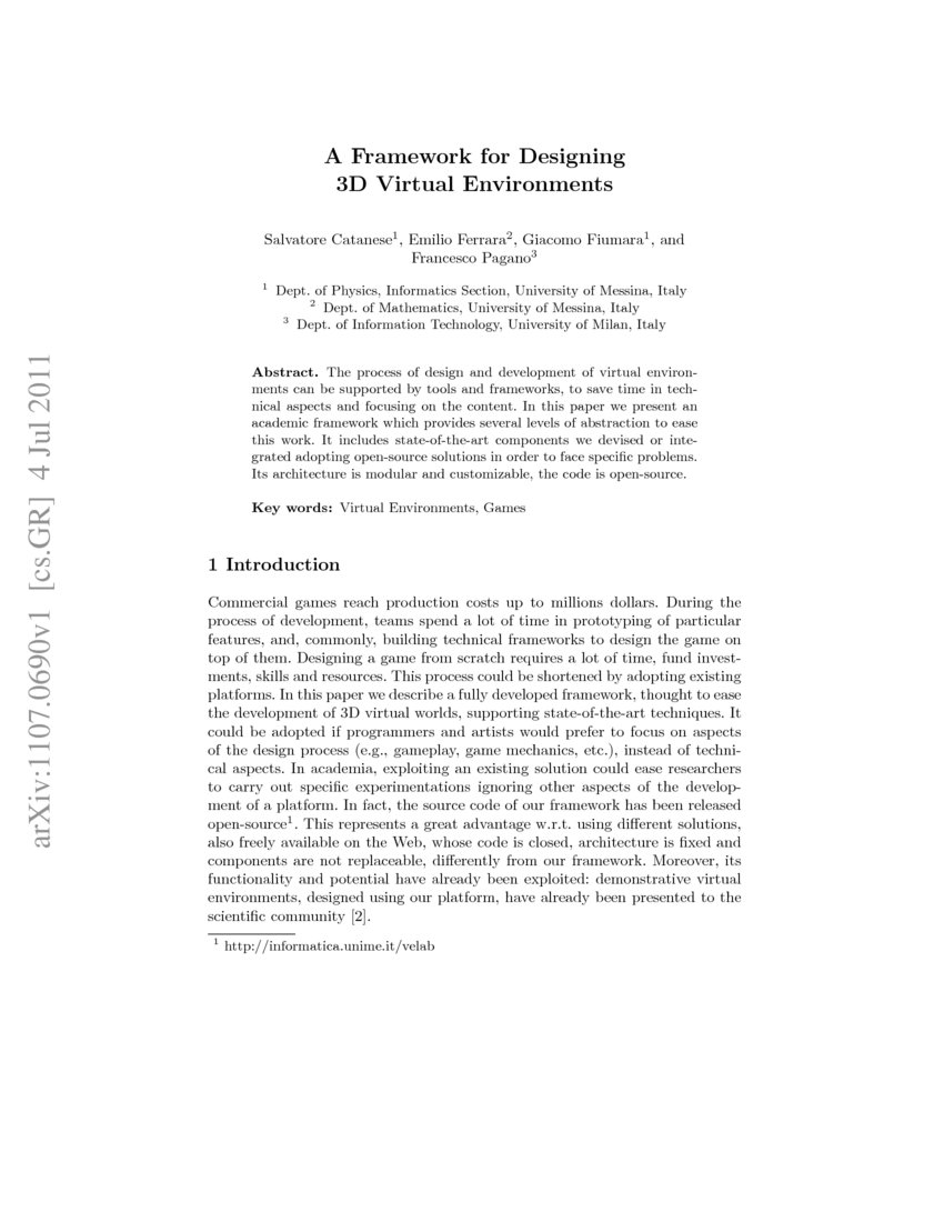 A Framework for Designing 3D Virtual Environments | DeepAI