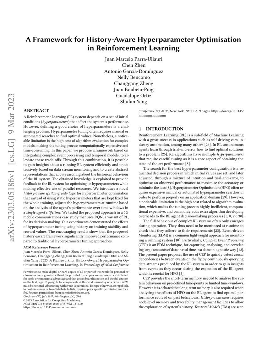 A Framework For History Aware Hyperparameter Optimisation In