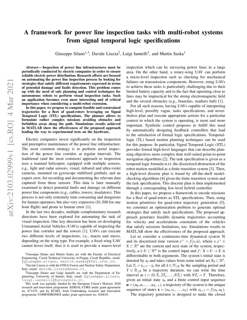 A Framework For Power Line Inspection Tasks With Multi Robot Systems