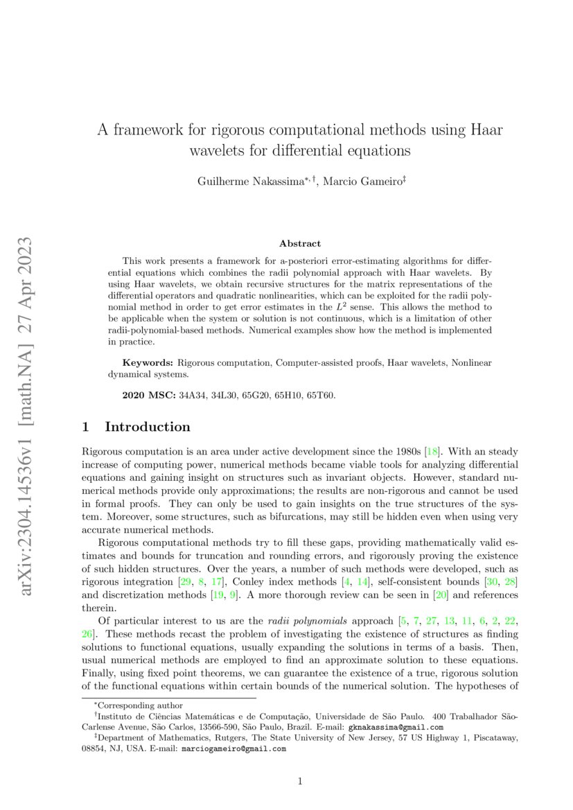 A Framework For Rigorous Computational Methods Using Haar Wavelets For