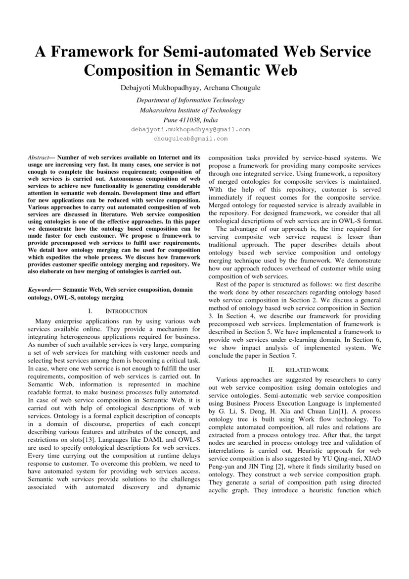 A Framework for Semi-automated Web Service Composition in Semantic Web | DeepAI