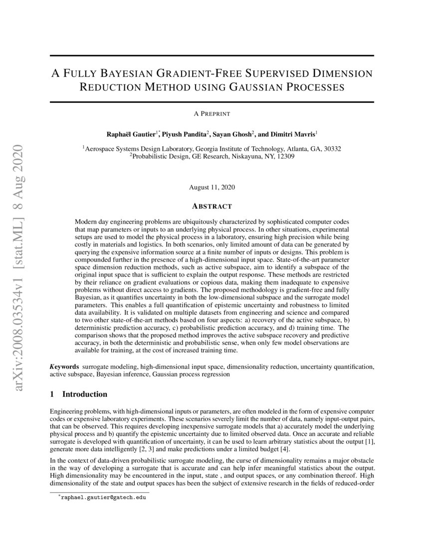 A Fully Bayesian Gradient-Free Supervised Dimension Reduction Method using Gaussian Processes ...