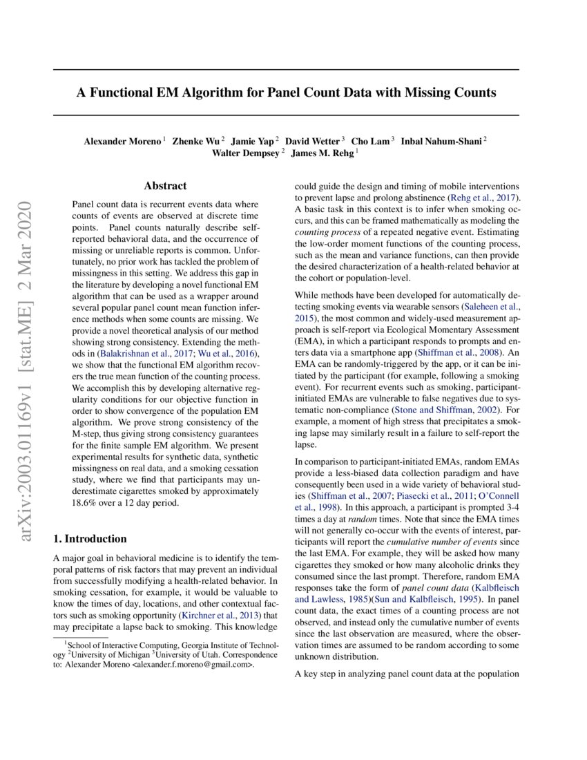 A Functional Em Algorithm For Panel Count Data With Missing Counts Deepai 2904