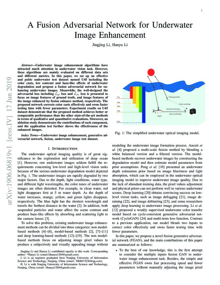 A Fusion Adversarial Network for Underwater Image Enhancement | DeepAI