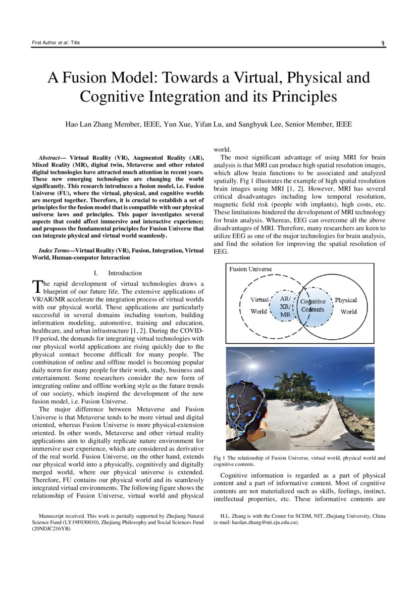 A Fusion Model: Towards a Virtual, Physical and Cognitive Integration and its Principles | DeepAI