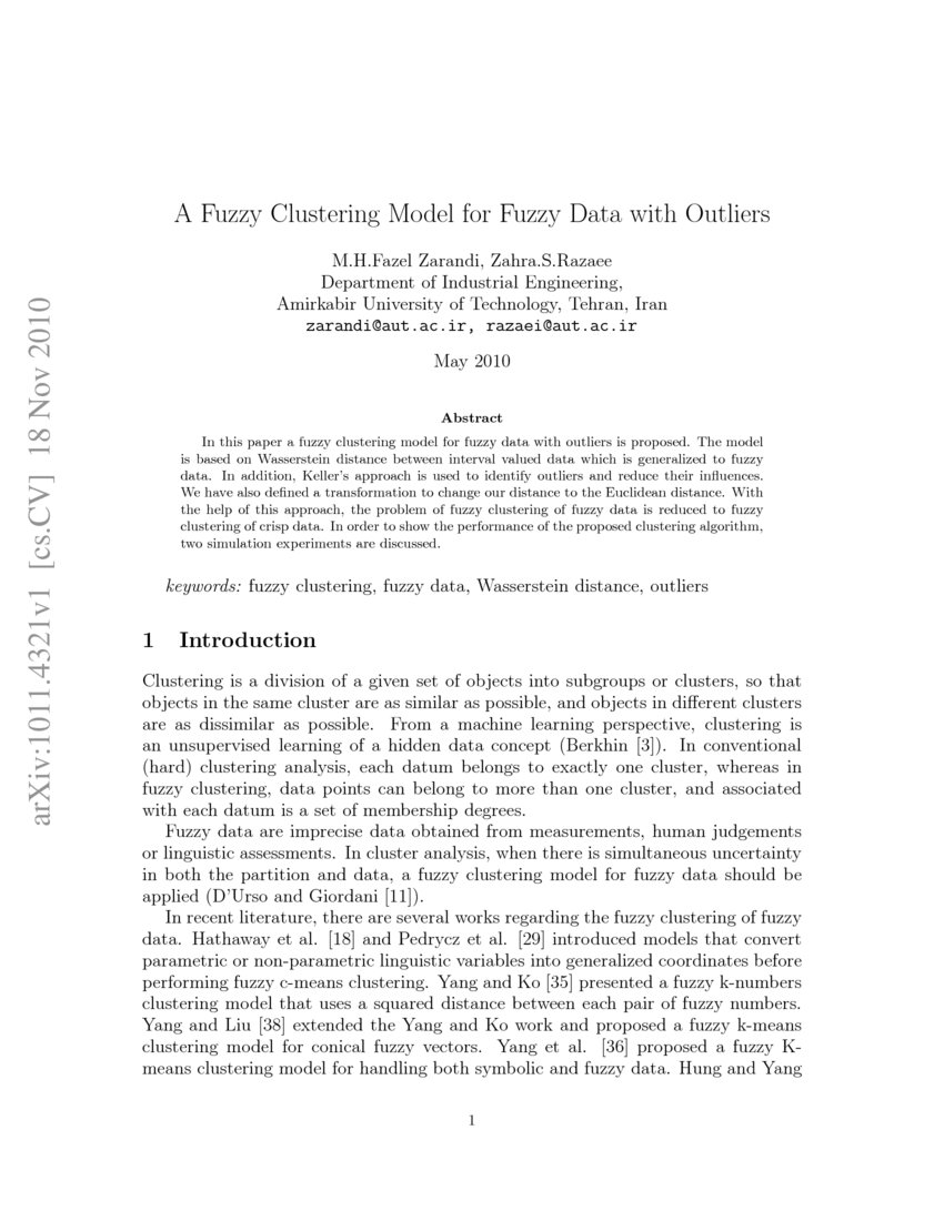 A Fuzzy Clustering Model For Fuzzy Data With Outliers Deepai