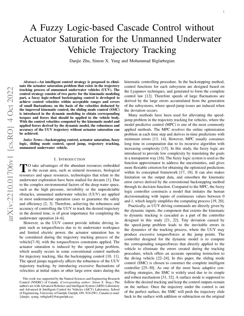 A Fuzzy Logic-based Cascade Control without Actuator Saturation for the ... A Fuzzy Logic-based Cascade Control without Actuator Saturation for the ...