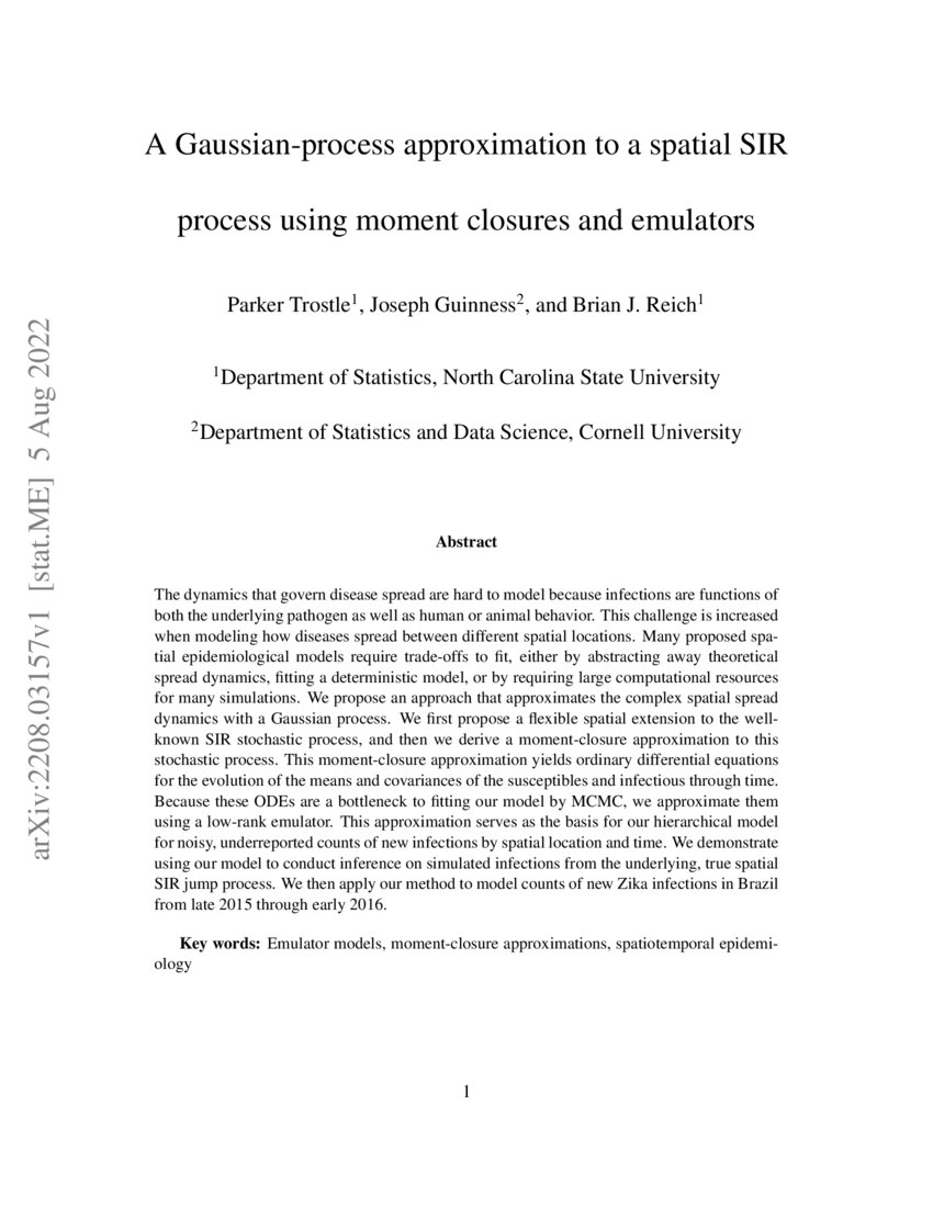A Gaussian Process Approximation To A Spatial Sir Process Using Moment