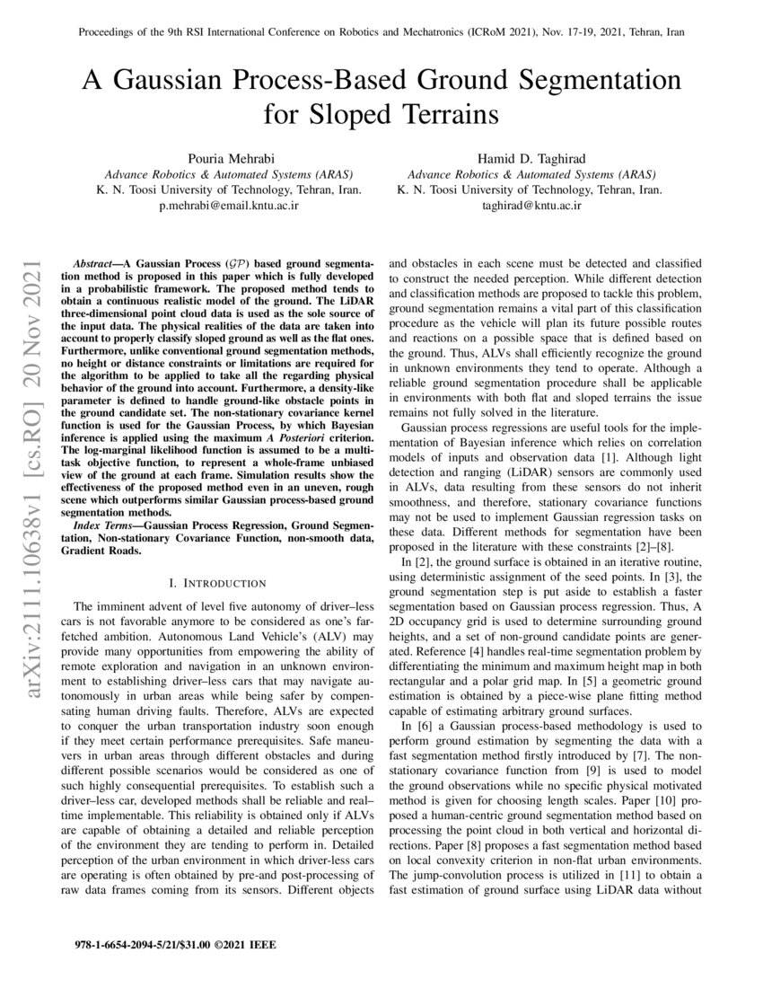 A Gaussian Process Based Ground Segmentation For Sloped Terrains Deepai 