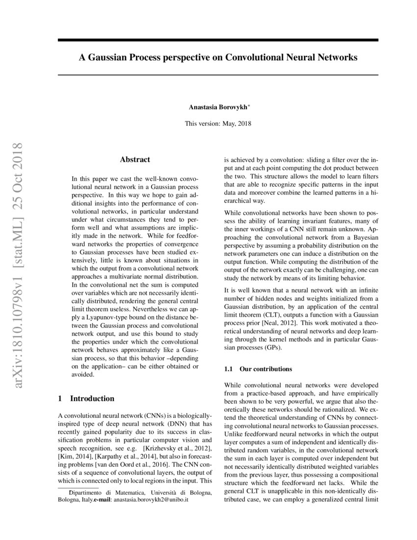 A Gaussian Process perspective on Convolutional Neural Networks | DeepAI
