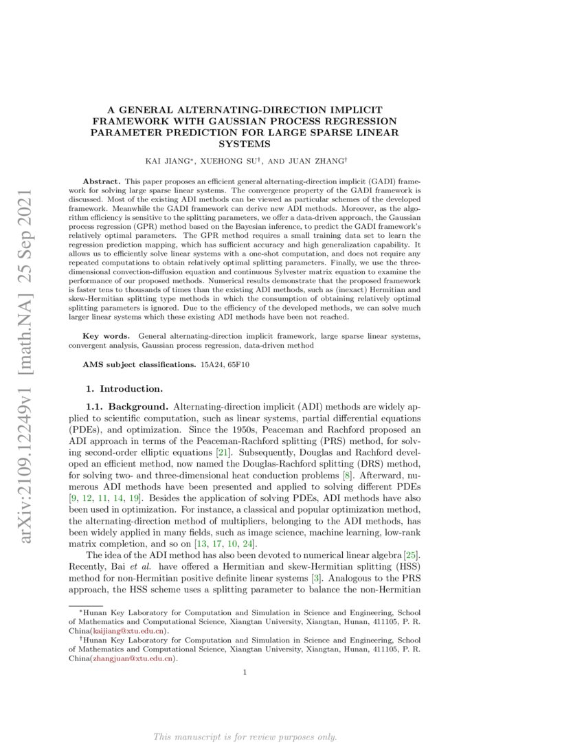 A General Alternating Direction Implicit Framework With Gaussian Process Regression Parameter