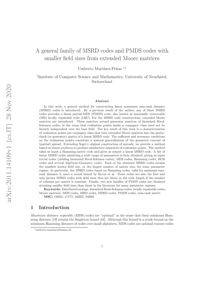 A general family of MSRD codes and PMDS codes with smaller field sizes ...