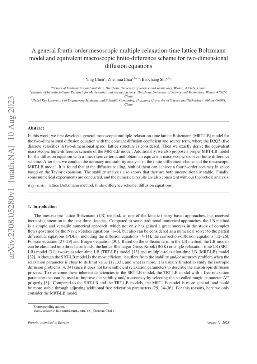 A General Fourth Order Mesoscopic Multiple Relaxation Time Lattice Boltzmann Model And 5763