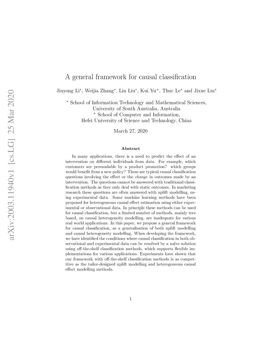 A General Framework For Causal Classification Deepai