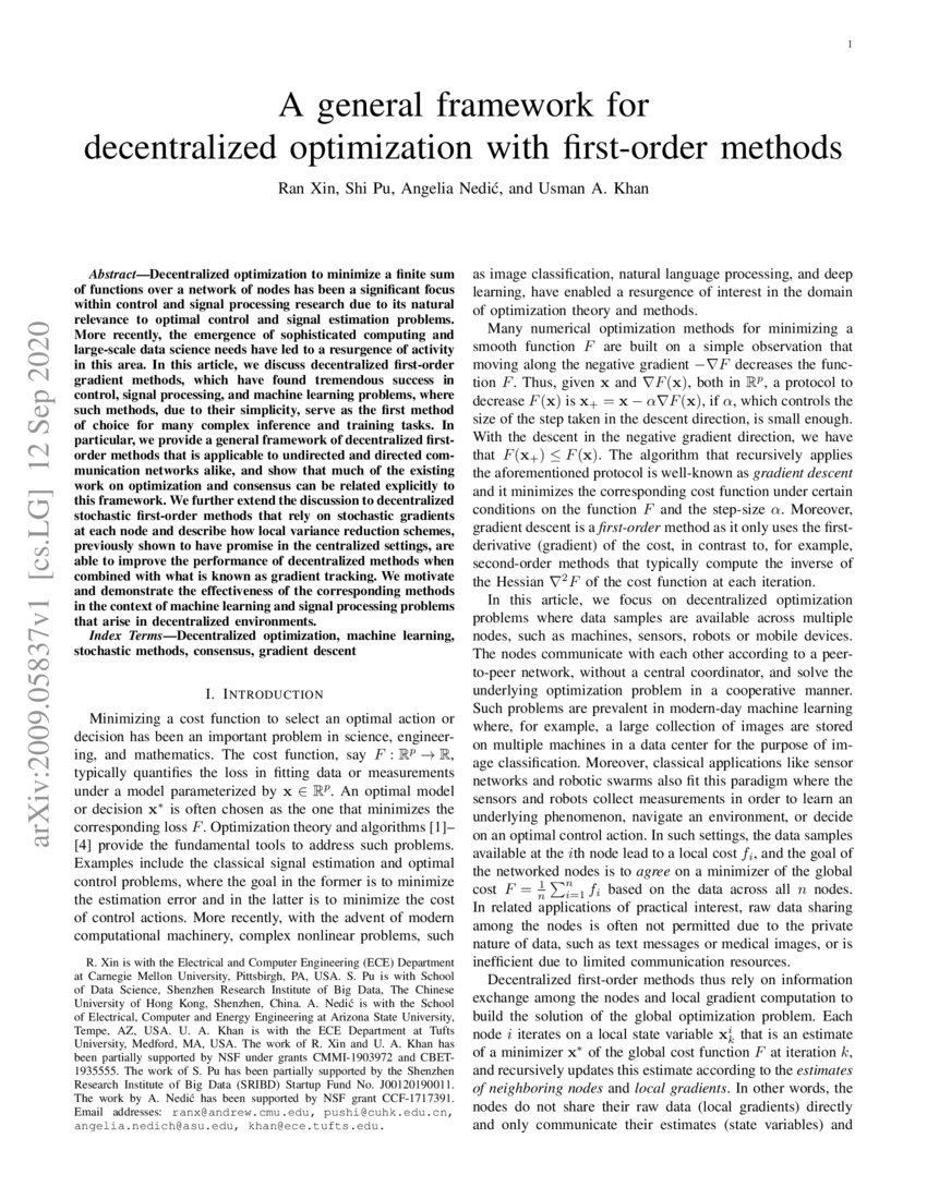 A General Framework For Decentralized Optimization With First Order Methods Deepai