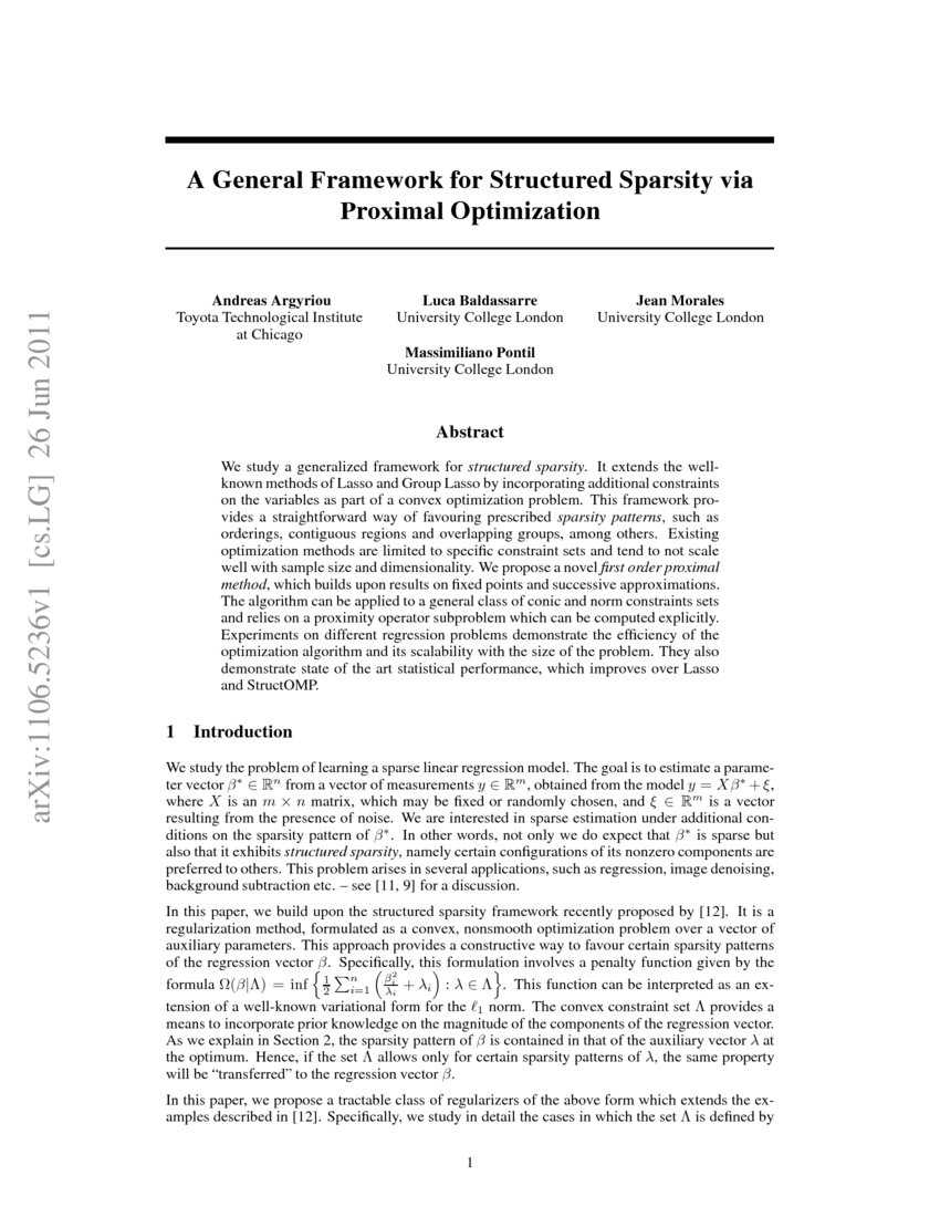 A General Framework for Structured Sparsity via Proximal Optimization | DeepAI