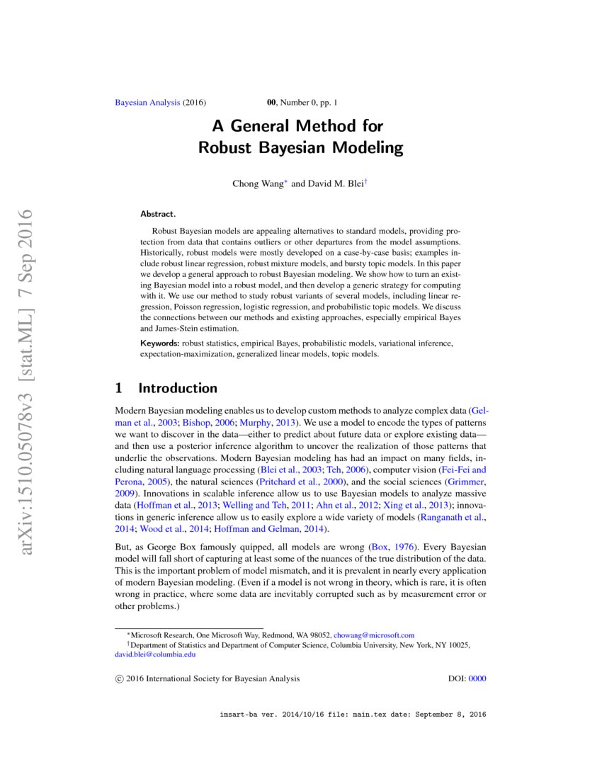A General Method For Robust Bayesian Modeling Deepai
