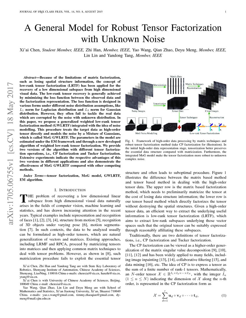 A General Model For Robust Tensor Factorization With Unknown Noise Deepai