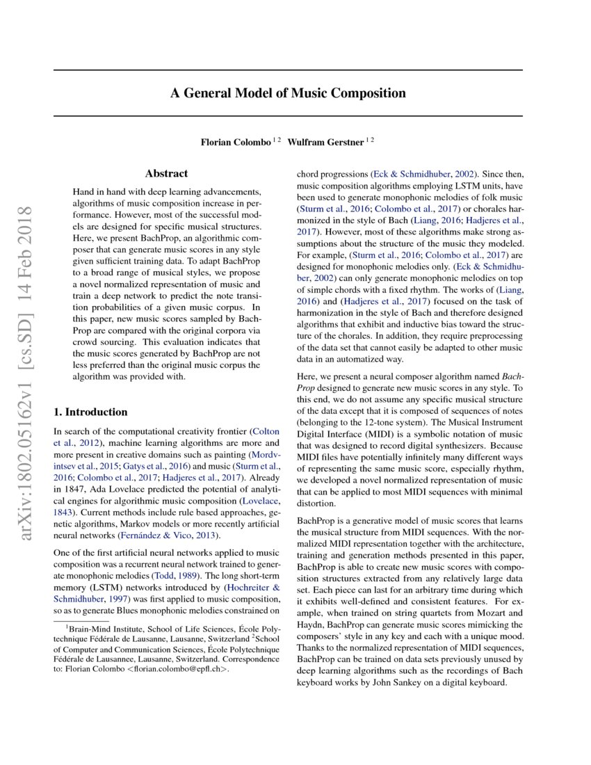 A General Model of Music Composition | DeepAI