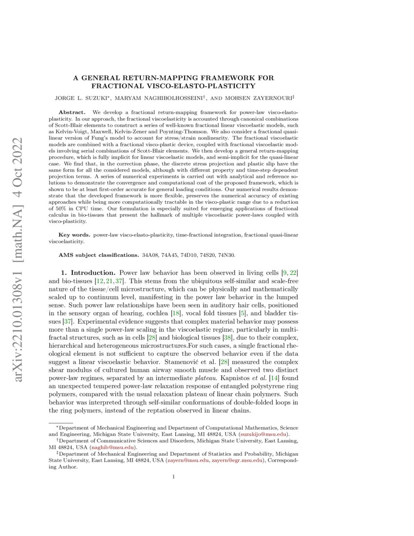 A General Return-Mapping Framework for Fractional Visco-Elasto ...