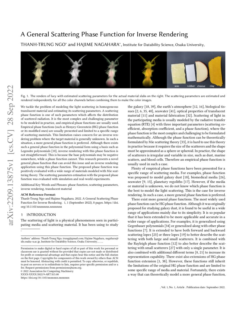 A General Scattering Phase Function for Inverse Rendering | DeepAI