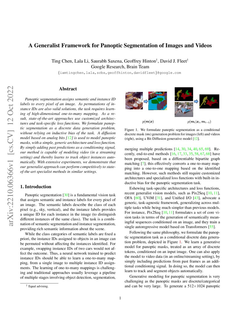 A Generalist Framework for Panoptic Segmentation of Images and Videos ...