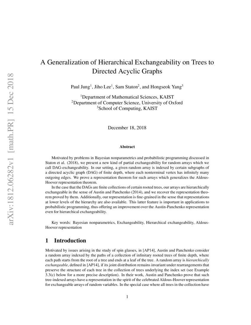A Generalization of Hierarchical Exchangeability on Trees to Directed ...