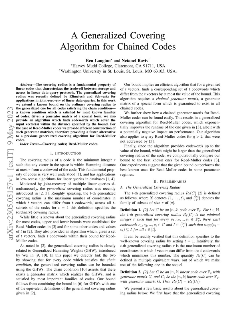 A Generalized Covering Algorithm For Chained Codes Deepai 7402